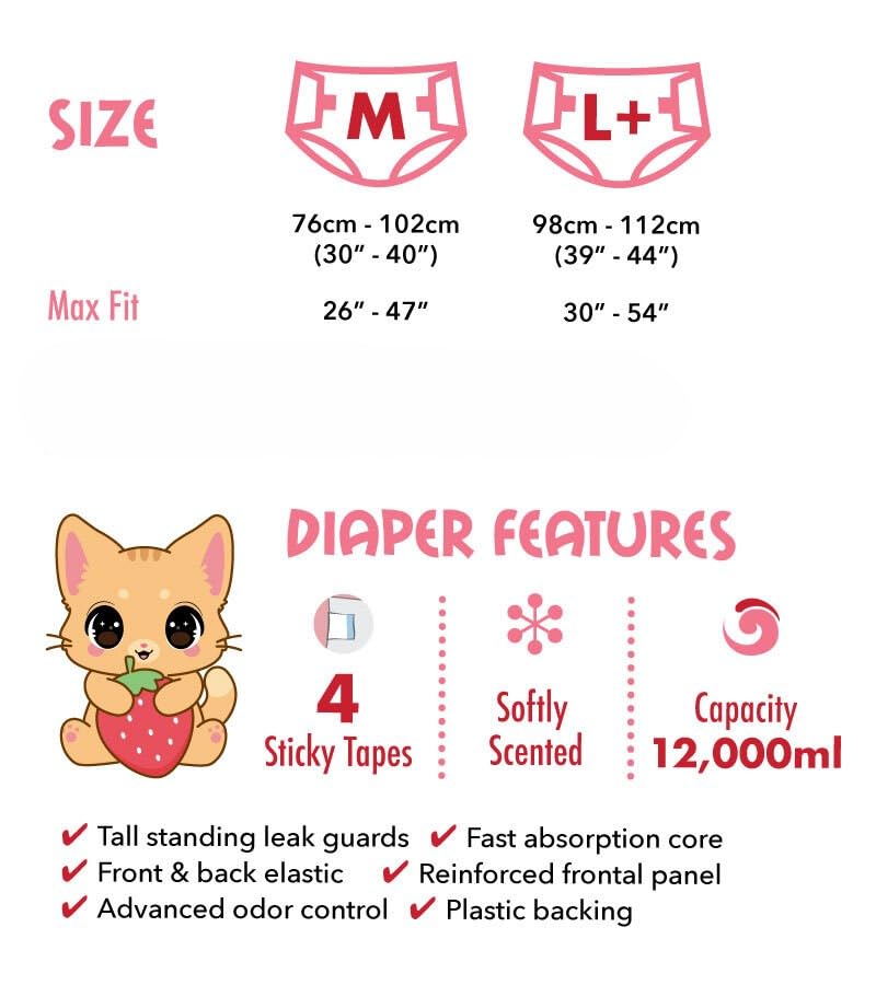 Rearz - Omutsu Purrfection - 12L Adult Diapers (Sample 2 Pack) (Medium ...