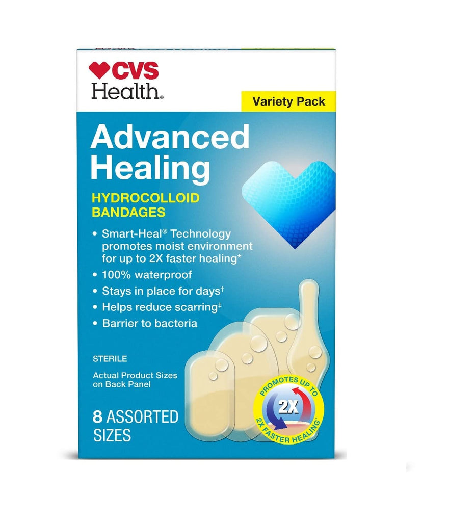 CVS Health Advanced Healing Hydrocolloid Bandages, Variety Pack, 8 Ass ...