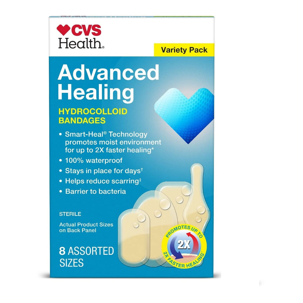 CVS Health Advanced Healing Hydrocolloid Bandages, Variety Pack, 8 Ass ...
