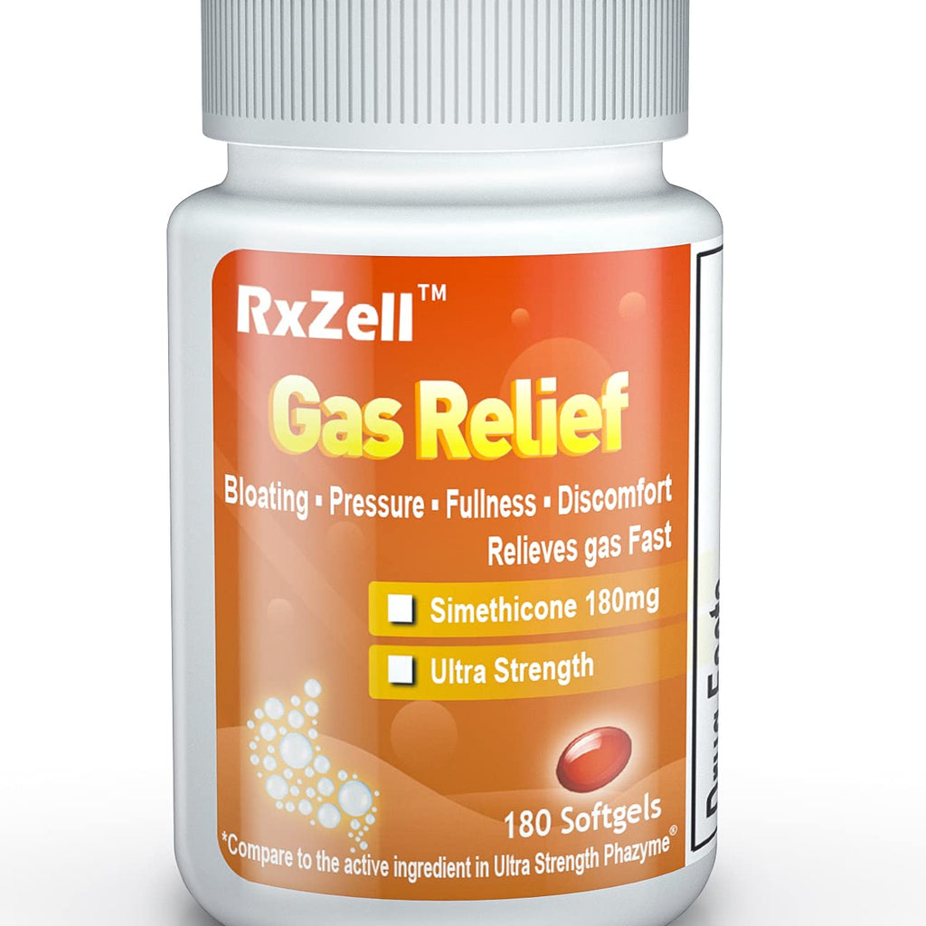 RXZELL Gas Relief, Ultra Strength Simethicone 180mg, 180 Softgels - An ...