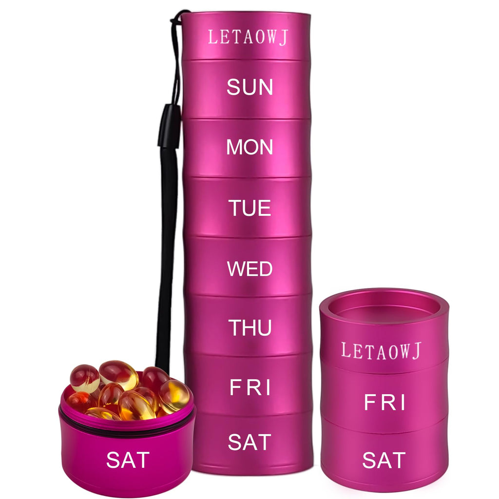 Weekly Travel Stackable Pill Organizer, Large Capacity Metal Pill Case ...