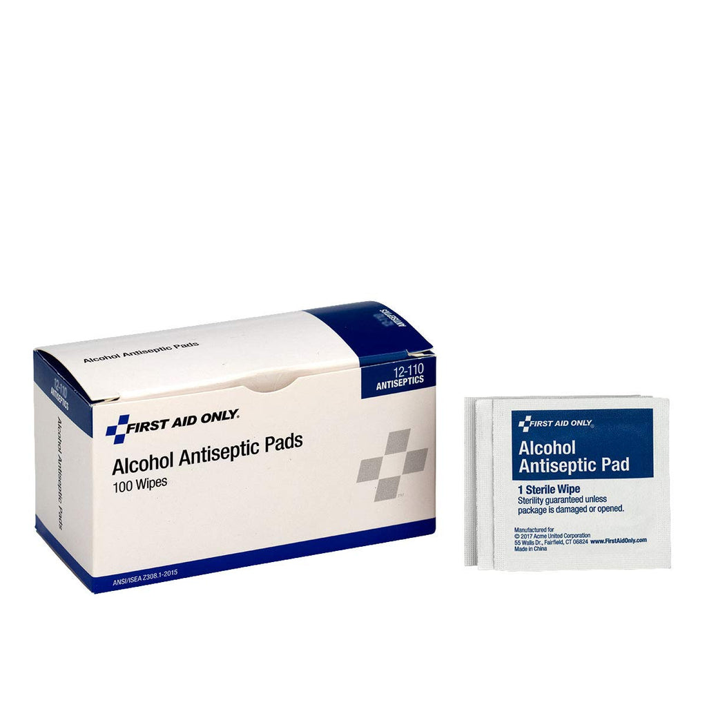 First Aid Only 12-110 Alcohol Wipes, Individually Wrapped, 100 Per Box ...