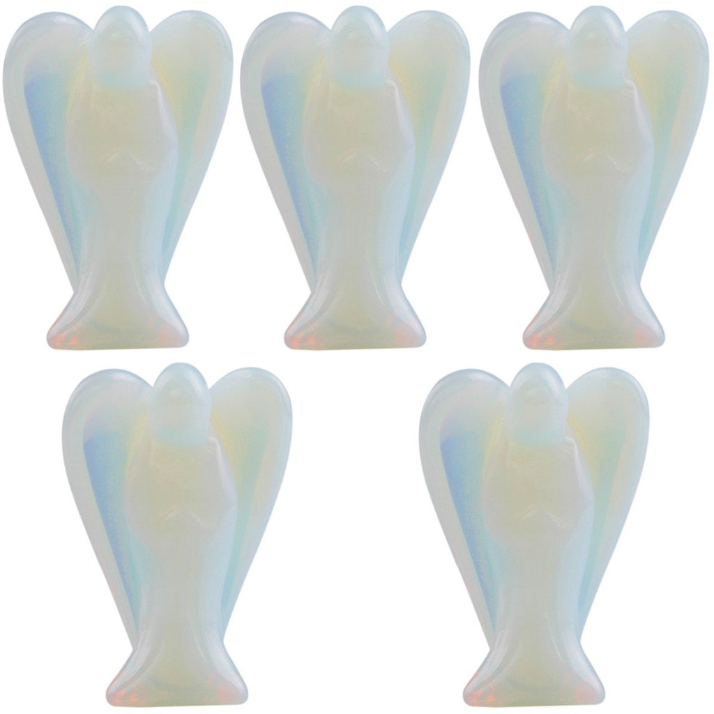 mookaitedecor Set of 5 Opalite Crystal Angel Figurines, 1.5 inch Mini ...