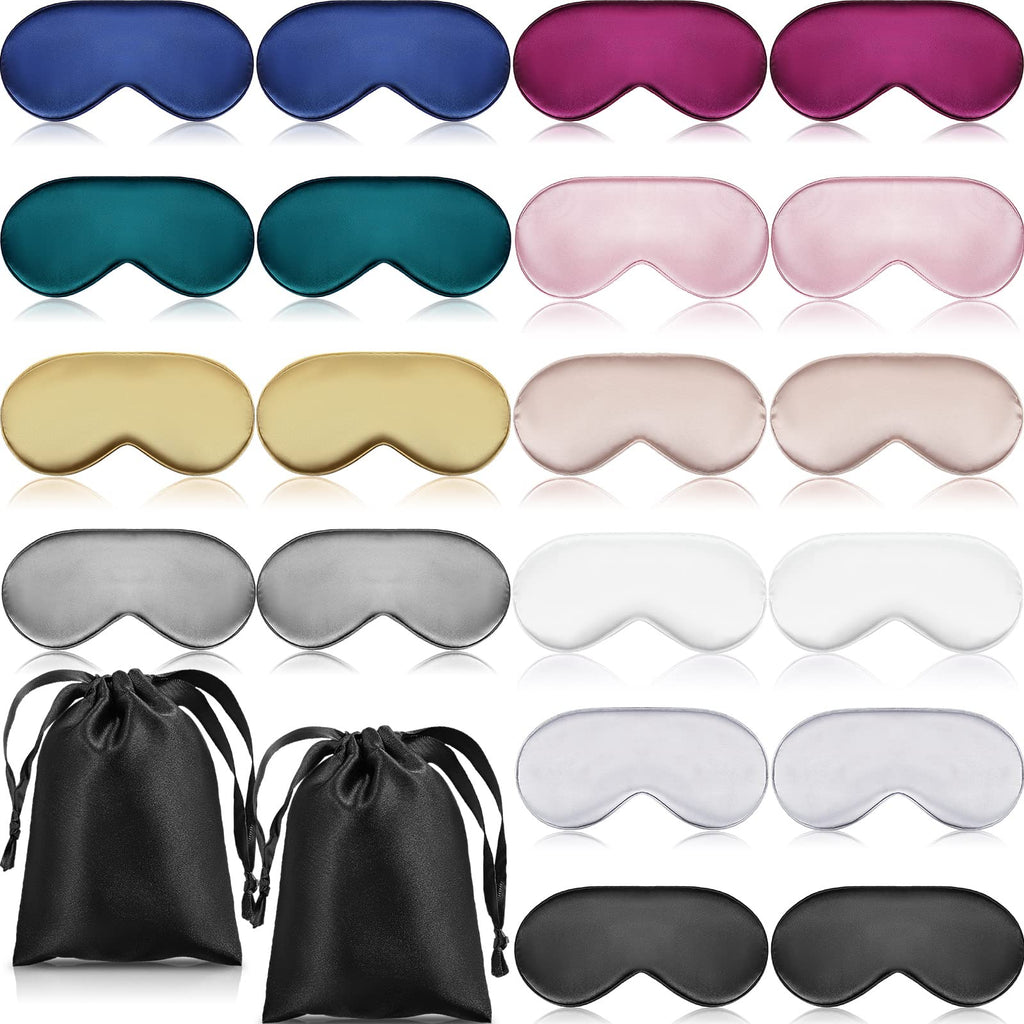 20 Pieces Silk Sleep Mask Eye Mask with Adjustable Strap Sleeping Cove ...