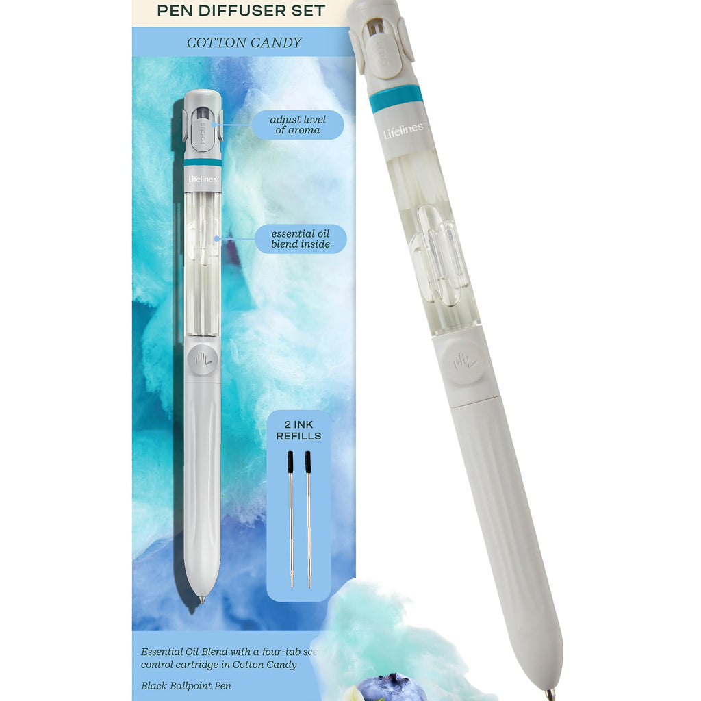 Lifelines Pen Diffuser Set, Cotton Candy - 1mm Black Ballpoint Pen wit ...