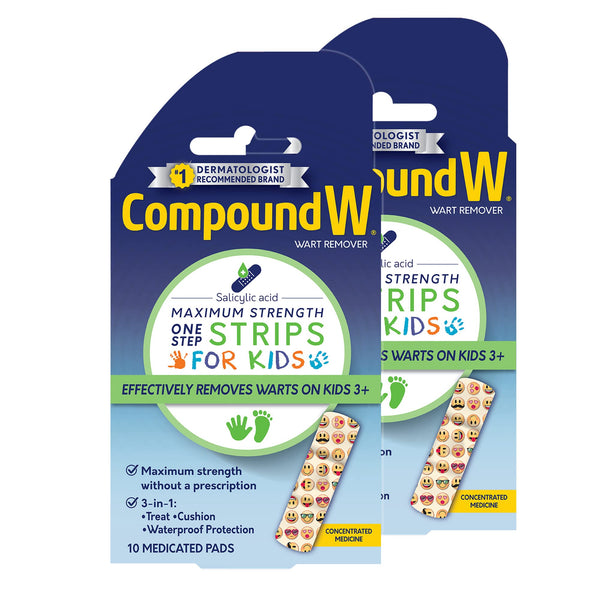 Compound W One Step Wart Remover Strips for Kids, 10 Medicated Strips ...