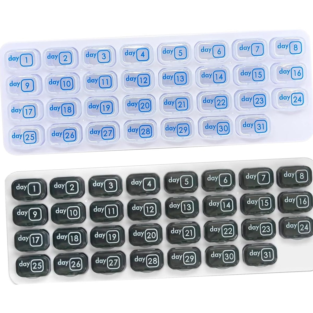 AM/PM 31 Day Monthly Pill Organizer Holder with Removable Medication P ...