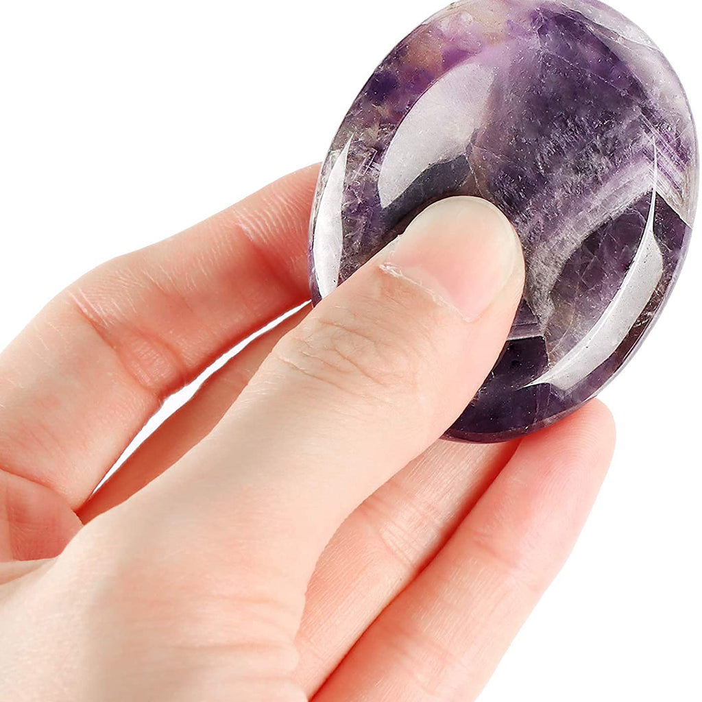 Artistone 2.0Amethyst Crystal Worry Thumb Stones for Anixety Natural P ...