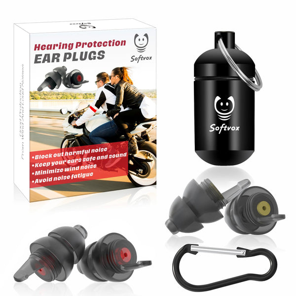 Softvox Motorcycle Ear Plugs for Wind Noise Reduction - 2 Pairs - 25dB ...