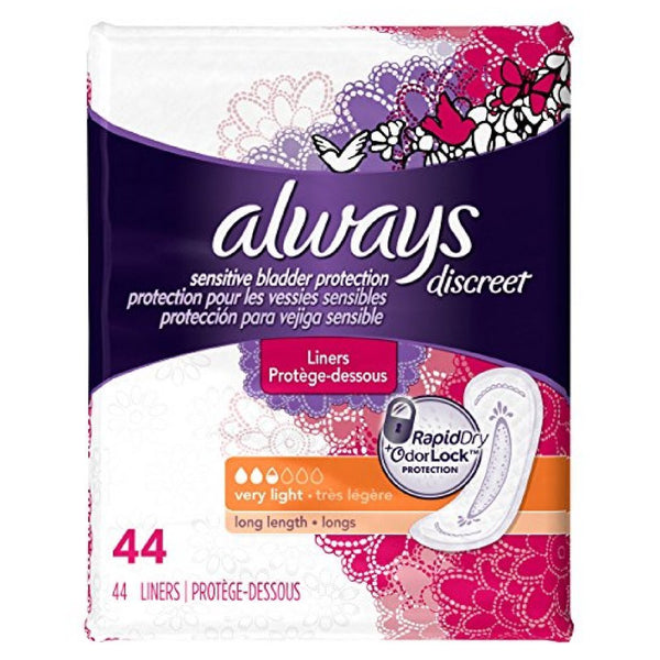 Always Discreet Bladder Protection Very Light, 44 Liners, Pack of 2 ...