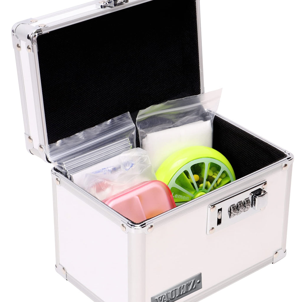 Medicine Lock Box w/Combination Lock - 5 x 7 x 5 Cabinet Safe, White ...
