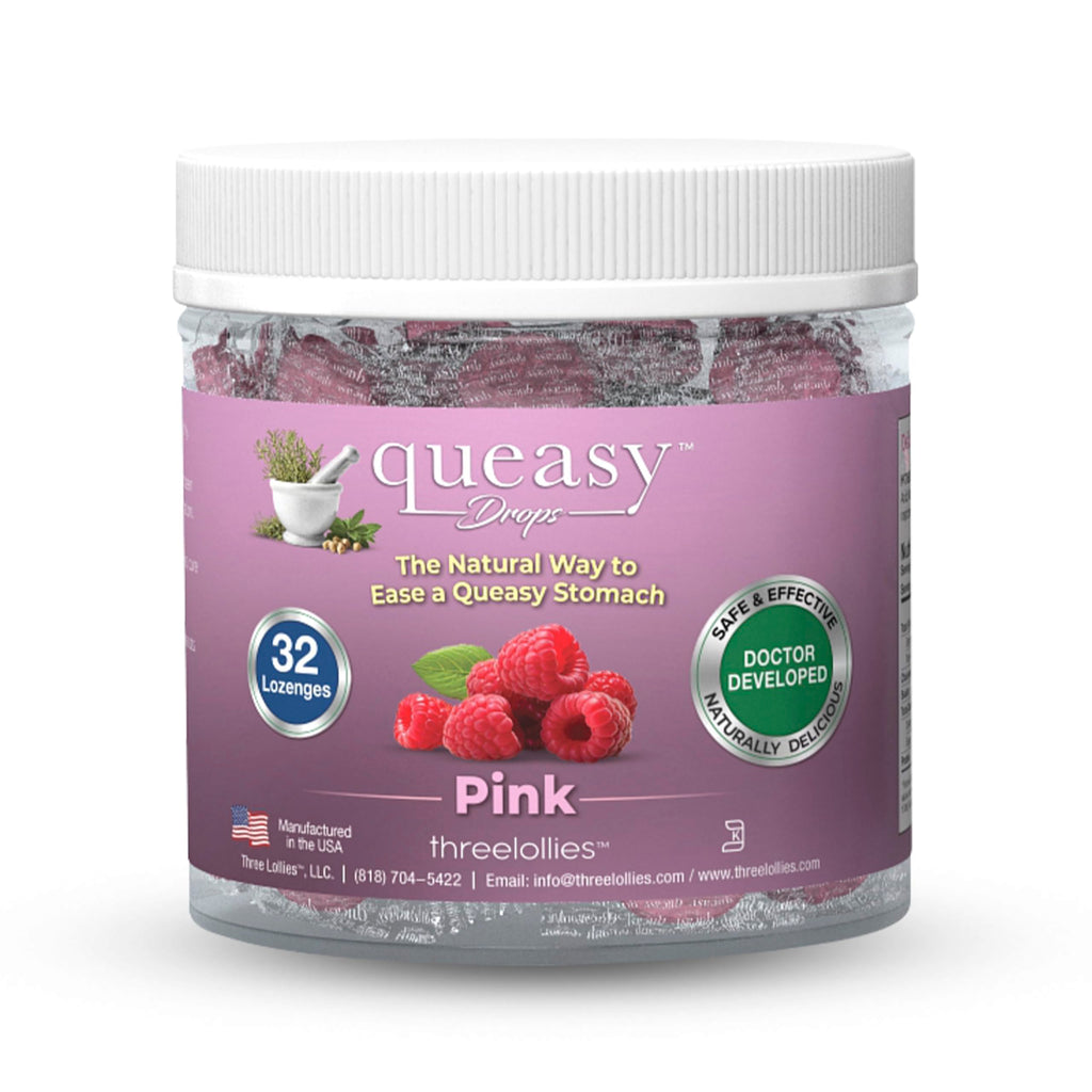 Three Lollies Queasy Drops - Pink Sour Raspberry Flavor - Travel Sickn ...