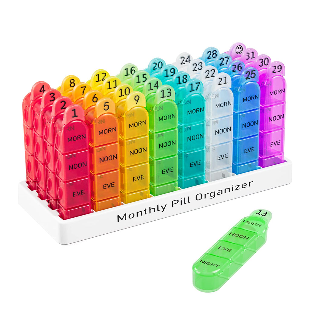 Daviky Monthly Pill Organizer 4 Times a Day, 30 Day Pill Organizer wit ...