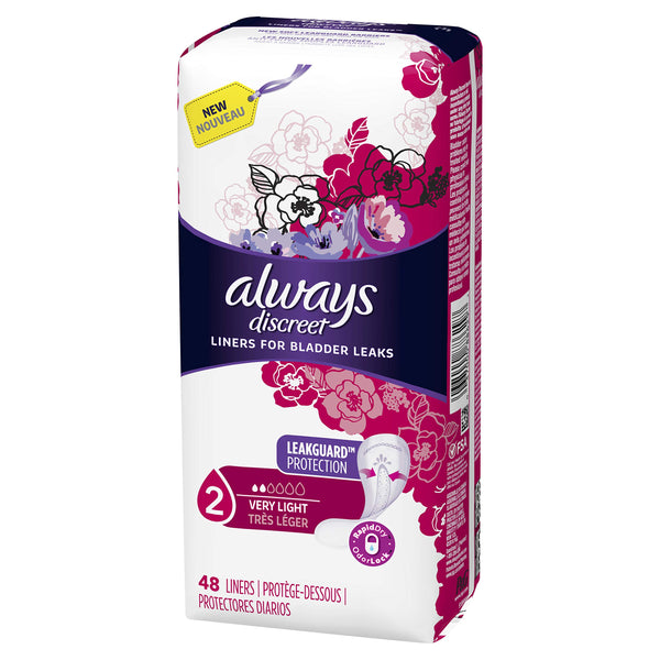 Always Discreet Incontinence Liners, Very Light Absorbency, Regular Le ...
