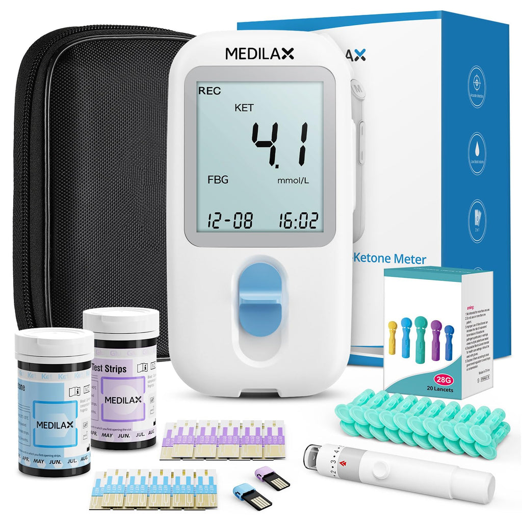 Medilax Ketone Monitor and Glucose Meter Kit - Dual Blood Sugar and Ke ...