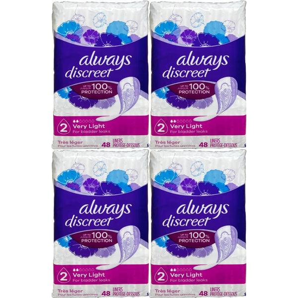 Always Discreet Incontinence Liners, Very Light Absorbency - 48 Ct Eac ...