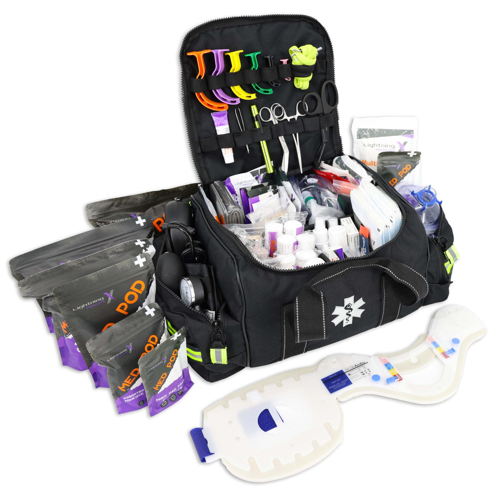 Lightning X Pre-Stocked EMS/EMT Trauma Kit w/Large First Responder Bag ...